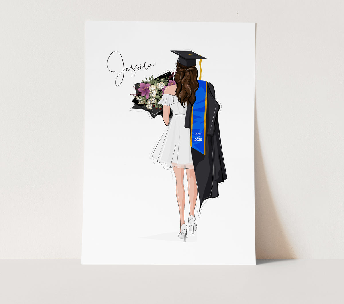 Personalised Graduation portrait illustration | Wall Art Portrait | Cl ...